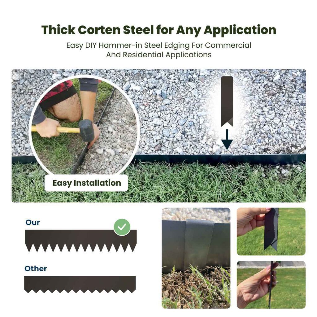 Hammer-In Corten Steel Landscape Edging 48" | BaseEdge