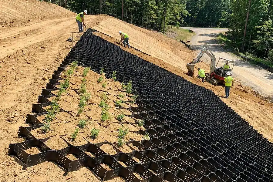 Landscape Slope Erosion Control With BaseCore HD Geocells